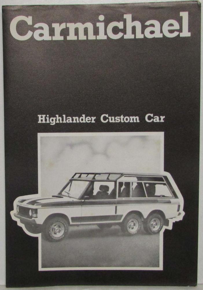 1979 Land Rover Range Rover Highlander Custom Car by Carmichael Sales Sheet
