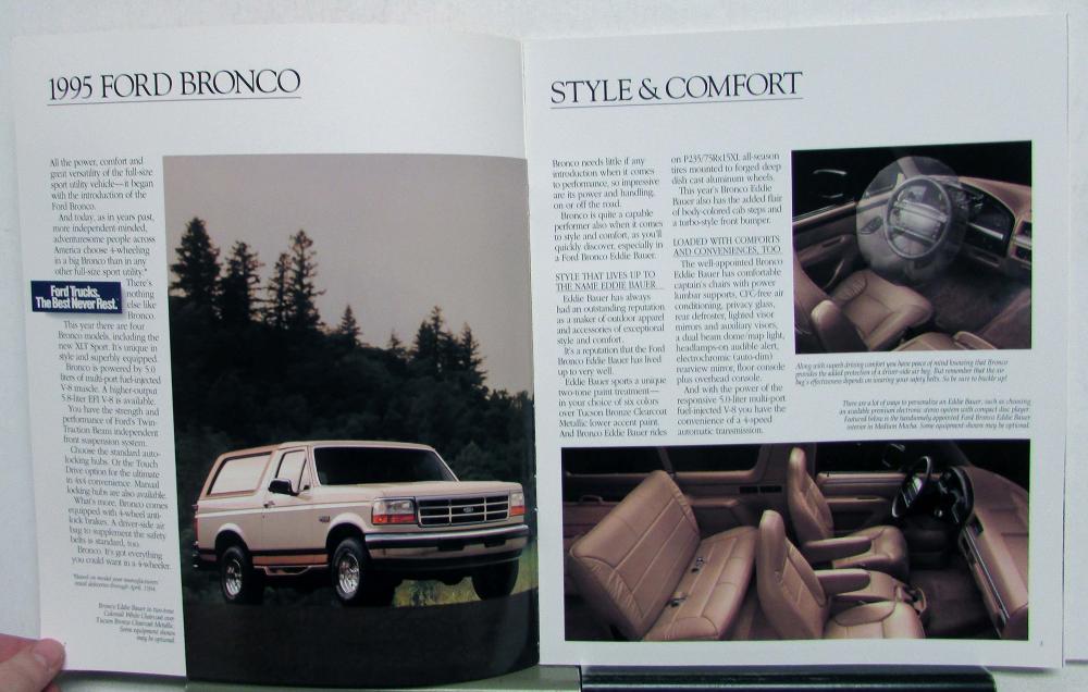 1995 Ford Bronco Specifications Sales Brochure