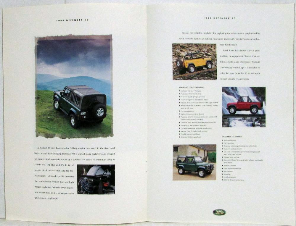 1994 Land Rover Defender 90 Sales Brochure