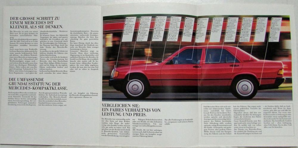 1988 Mercedes-Benz Basic Equipment of the Compact Class Sales Trifold ...