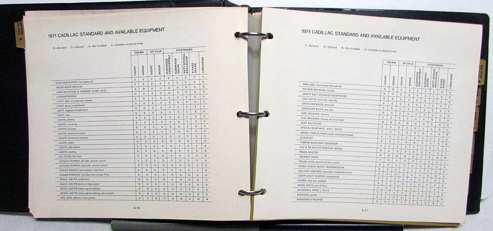 1971 Cadillac Data Book Album Features Options Specs Fleetwood Calais ...