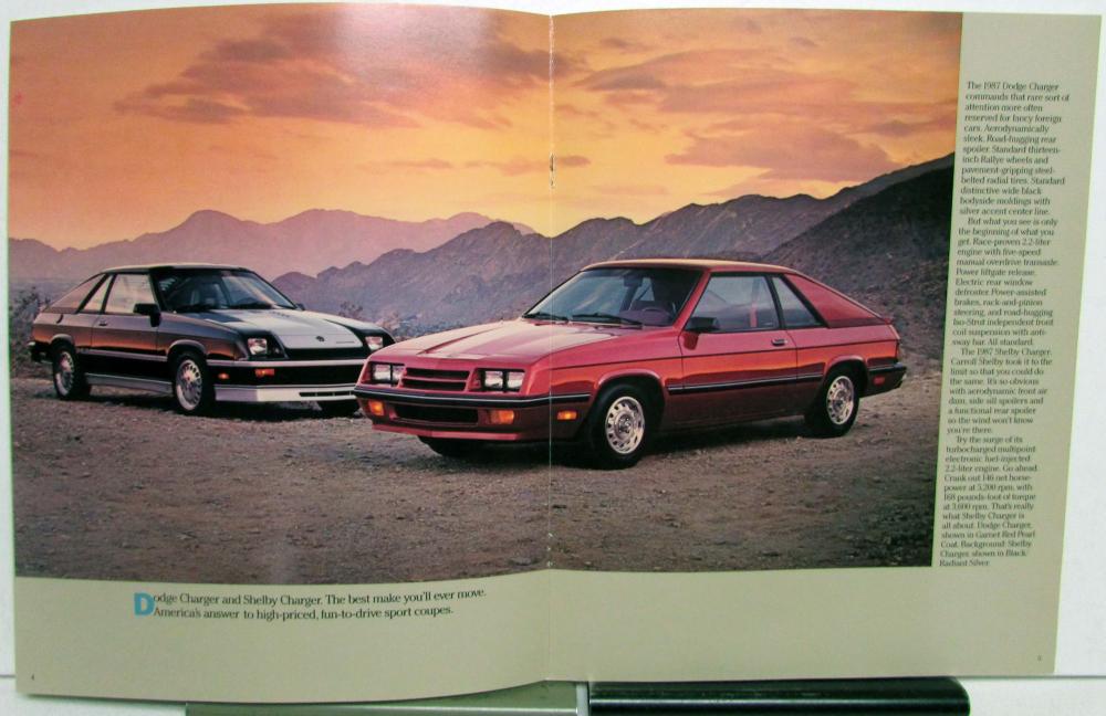 1987 Dodge Shelby Charger Two Tone Color Options Features Sales Brochure
