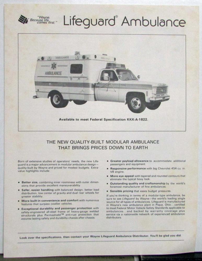 1977 Chevrolet Wayne Lifeguard Modular Ambulance Diagrams Specs Sales ...