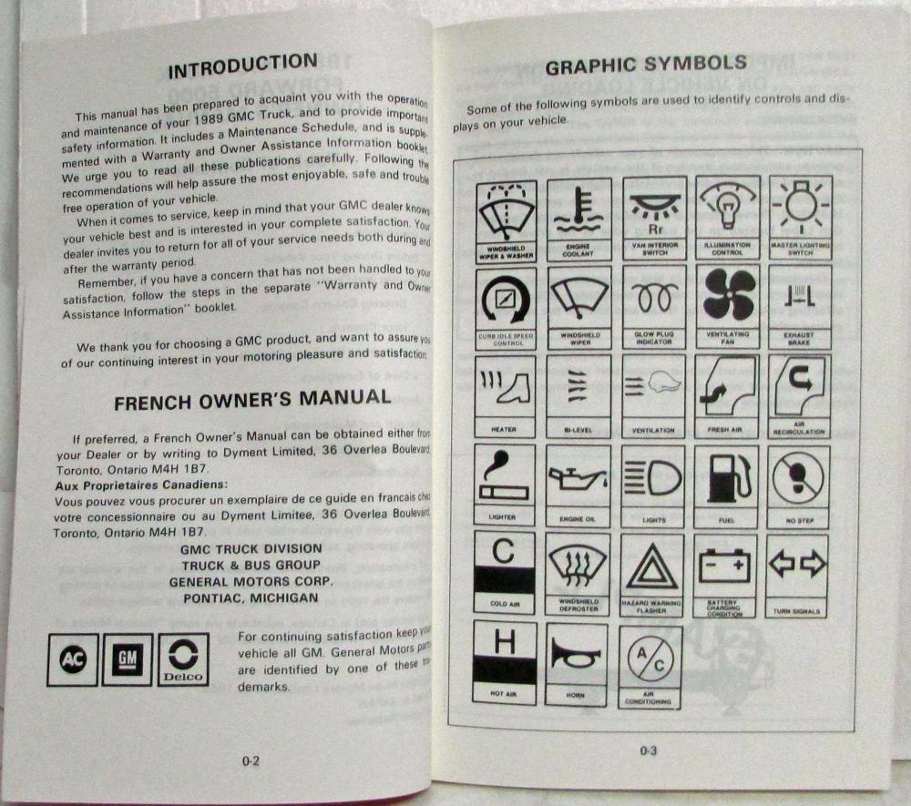 1989 GMC Truck Forward 5000 Owners Manual