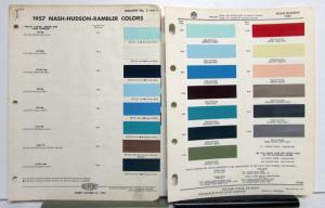 1957 Nash Hudson Rambler Paint Chips DuPont Ditzler Sheets
