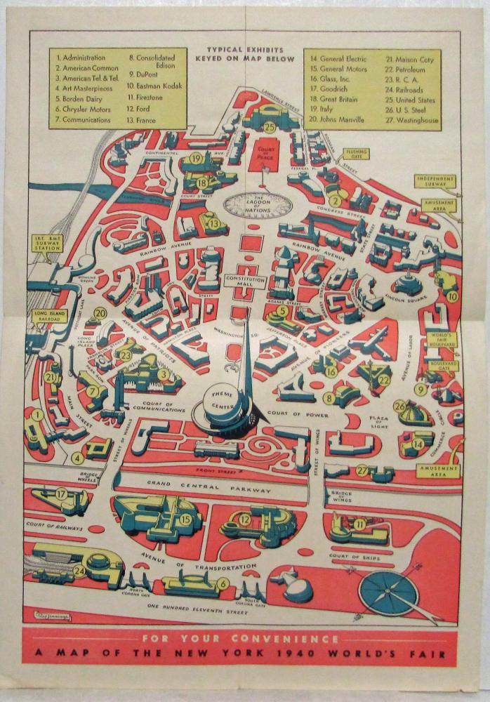 1940 New York Worlds Fair Souvenir Map Courtesy GM Highways and ...