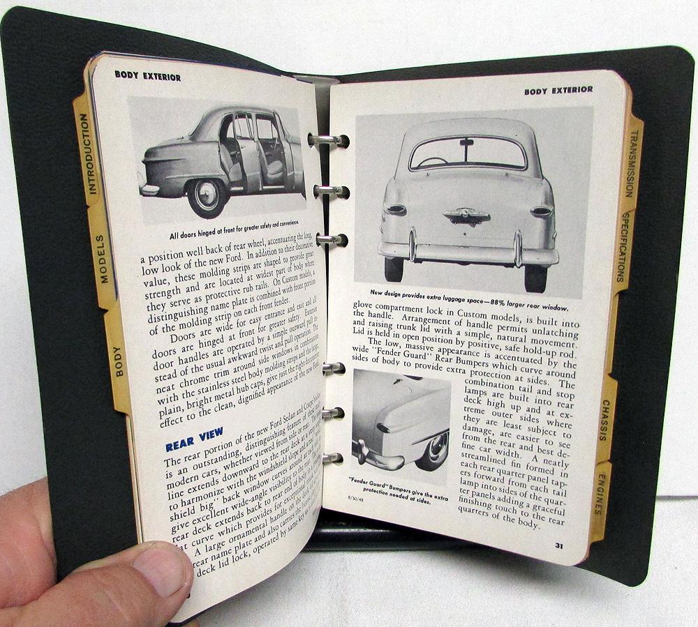 1949 Ford Passenger Car Dealer Data Book Sales Guide Custom Tudor ...