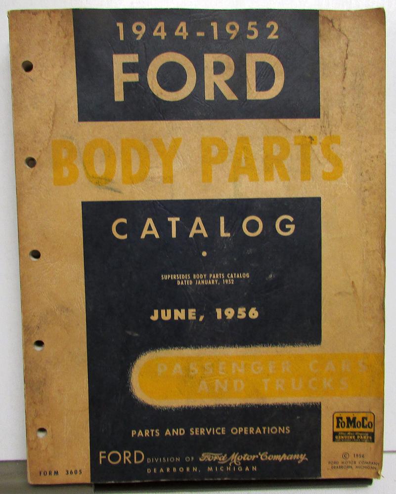 1944-1952 Ford Dealer Cars & Trucks Body Parts Book Catalog Repair Original