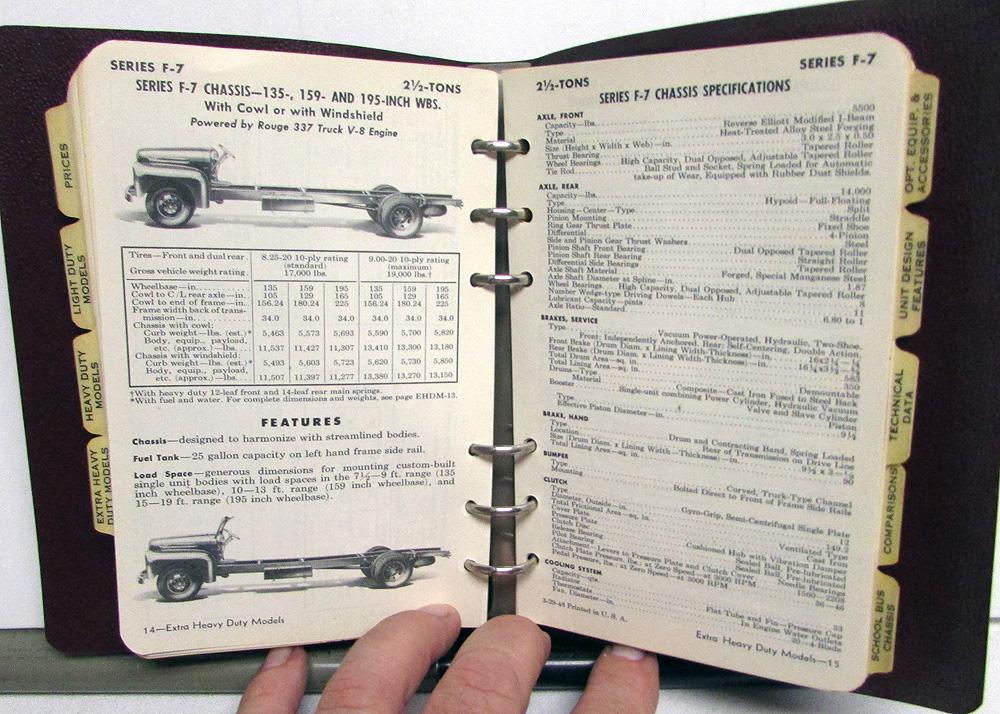 1949 Ford Truck Dealer Data Salesmens Reference Handbook Pickup Panel ...