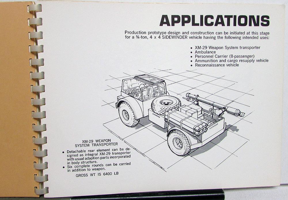 1964 Chevrolet Concept Sidewinder Military Vehicle Brochure Amphibious ...