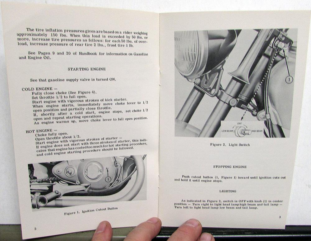 1959 Harley Davidson Hummer Motorcycle Supplement 165 Riders Hand Book ...