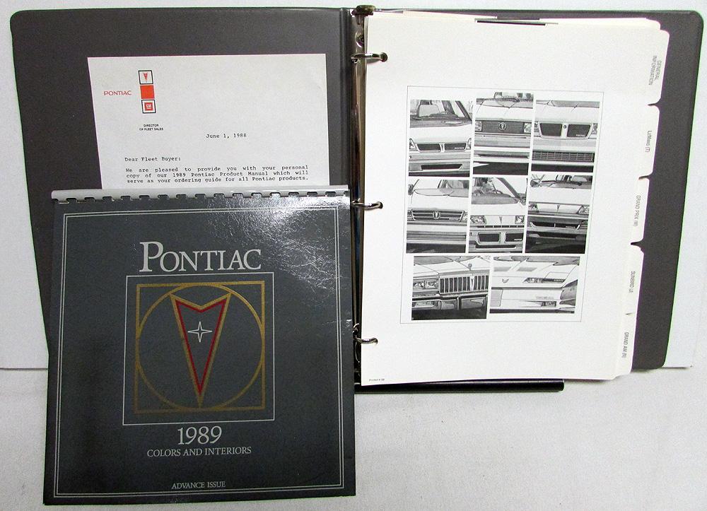 1989 Pontiac Product Guide Data Book Fleet Edition Firebird Grand Prix ...