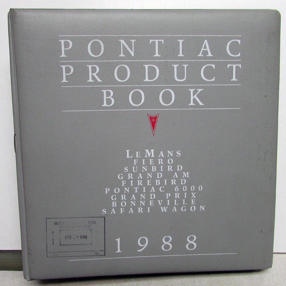 1988 Pontiac Product Dealer Album Data Book Fiero Firebird Grand Prix ...