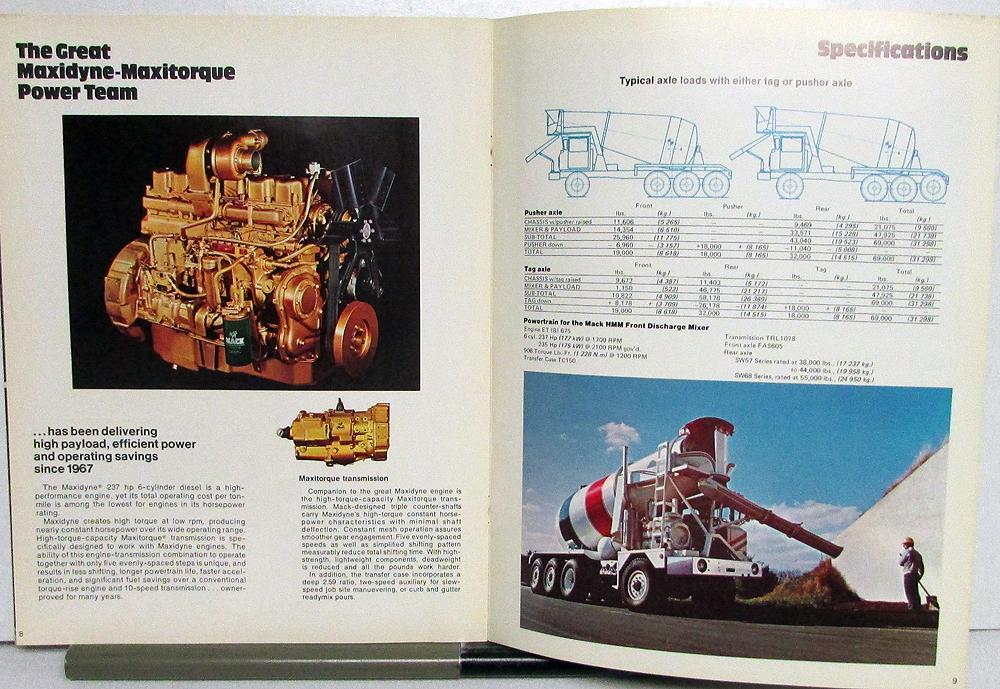 1976 Mack Truck HMN Front Discharge Mixer Chassis Sales Brochure