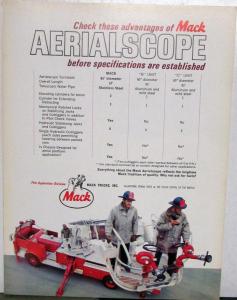 1968 Mack Truck Big Reach Fire Truck CF Model Aerialscope Sales Brochure