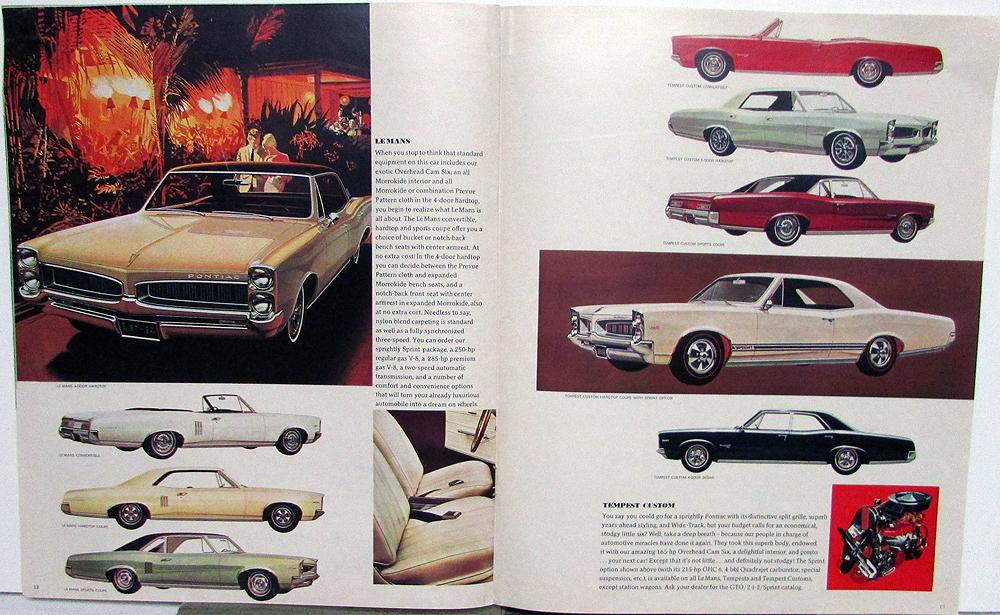 1967 Pontiac GTO 2+2 Grand Prix Tempest Full Size Cars Sales Brochure ...