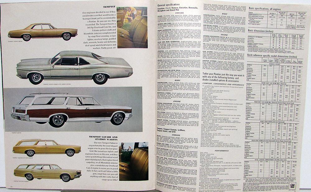 1967 Pontiac GTO 2+2 Grand Prix Tempest Full Size Cars Sales Brochure ...
