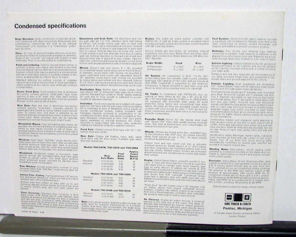 1975 GMC Transit Coaches Bus Brochure