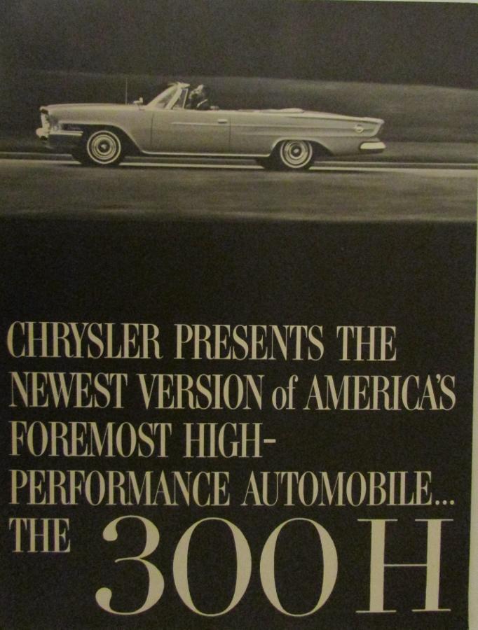 1962 Chrysler Performance Car 300H Sales Brochure Folder Original