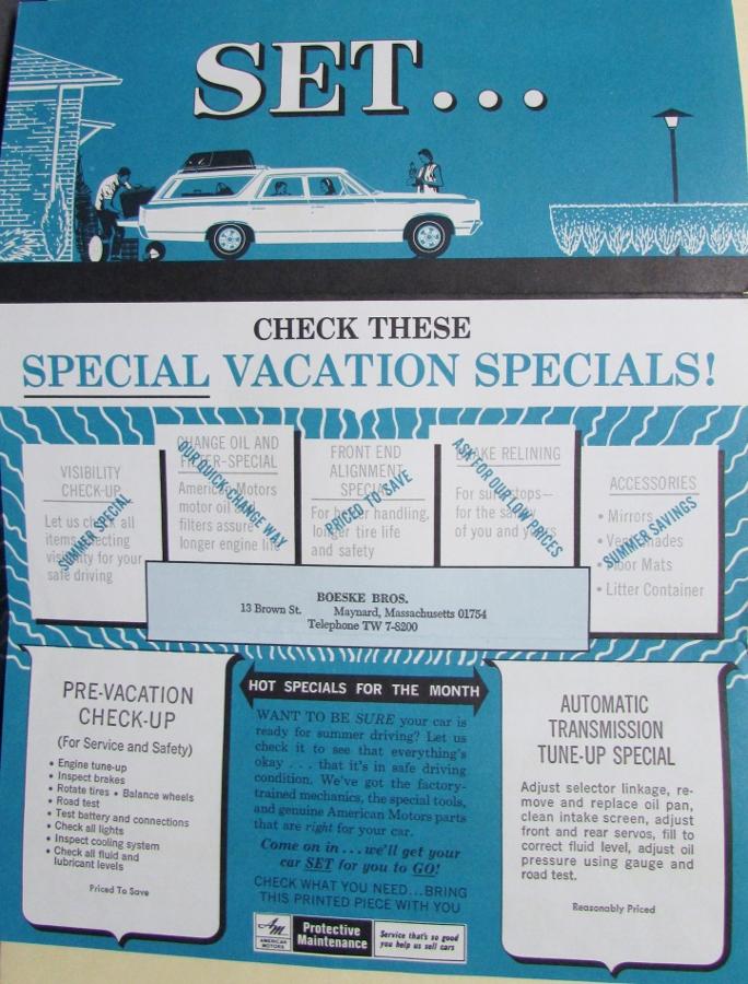 1967 AMC American Motors Mailer Maintenance Promotion Sales Brochure ...