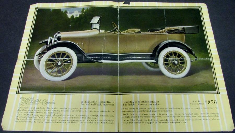 1917 Allen Motor Co Classic & Roadster Sales Brochure Leaflet Original
