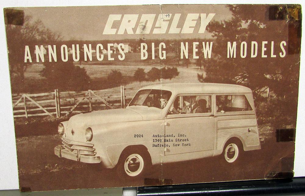 1949 Crosley Car Announces Big New Models Sales Brochure ORIGINAL Brown ...