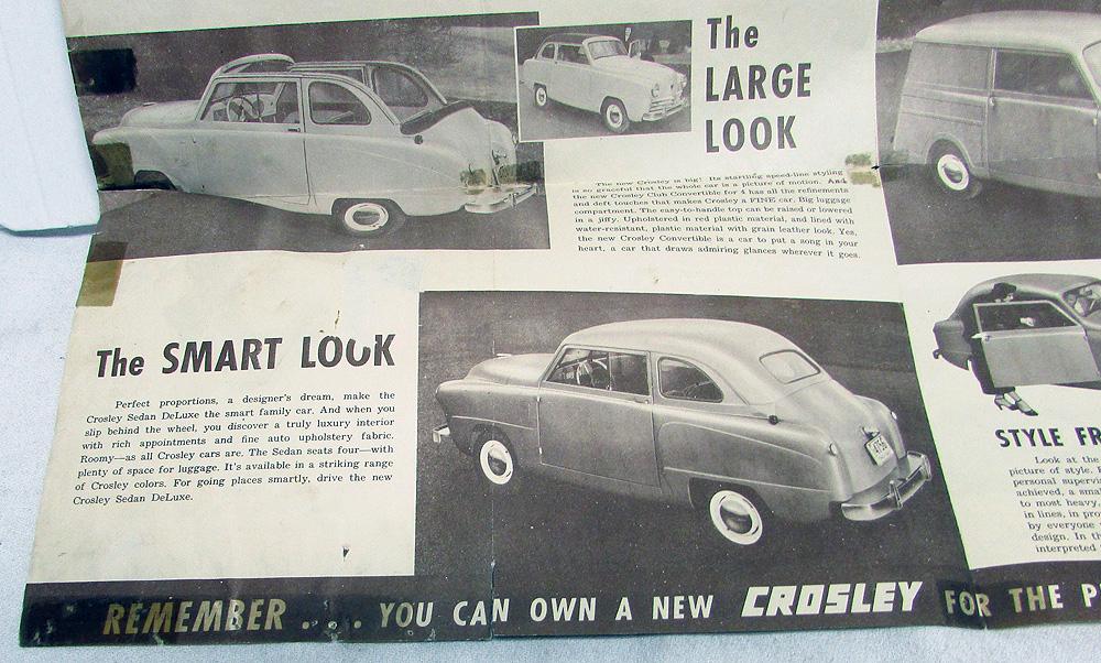 1949 Crosley Car Announces Big New Models Sales Brochure ORIGINAL Brown ...