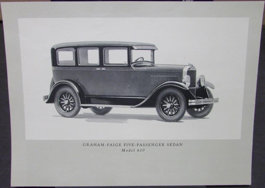 1928 Graham Paige Models 610 619 & 629 Sales Brochure & 6 Data Sheets ...