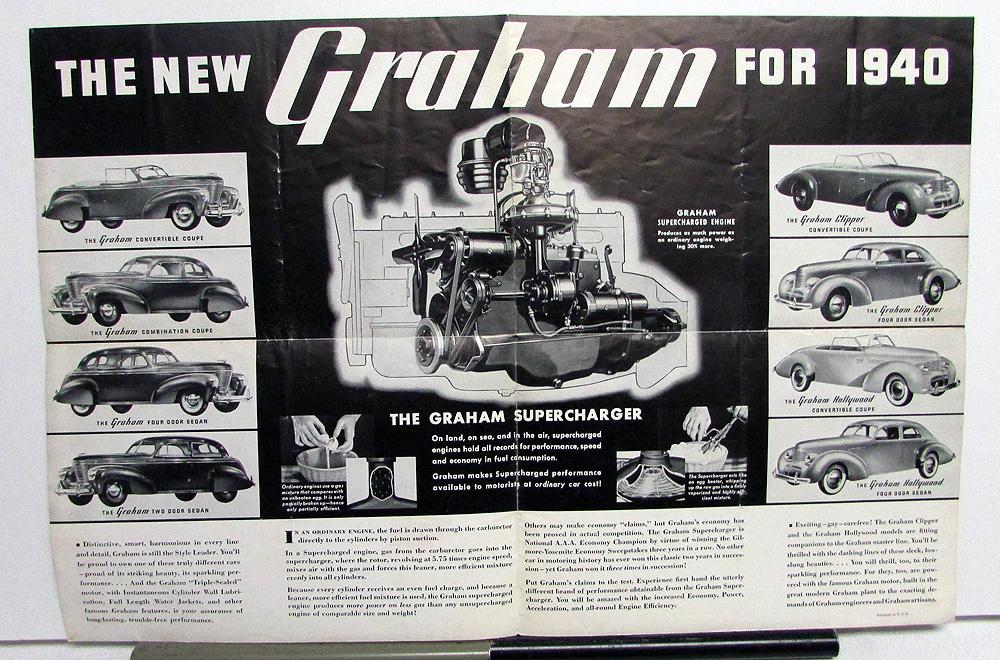 1940 Graham Supercharger Coupes & Sedans Auto Sales Brochure Original