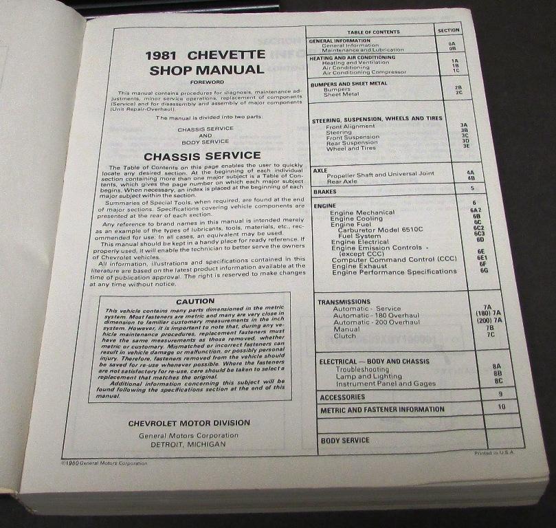 1981 Chevrolet Dealer Service Shop Manual Chevette Repair Chevy