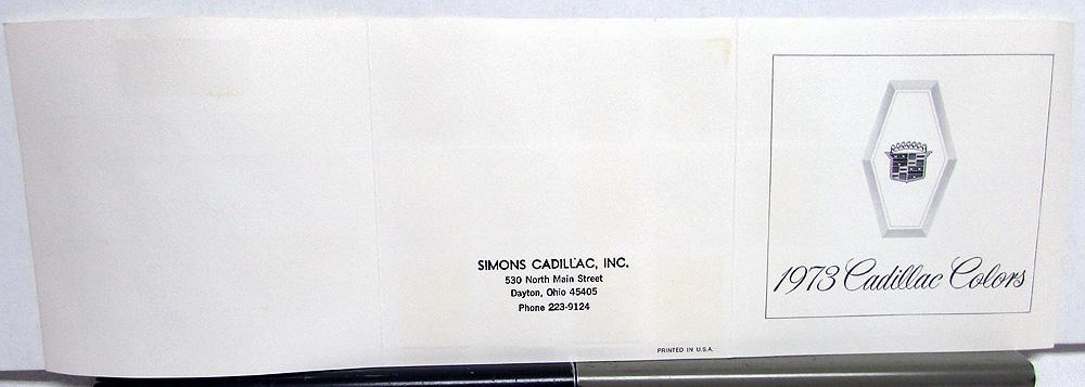 1973 Cadillac Exterior Firemist Color Paint Chips Sales Brochure Folder ...