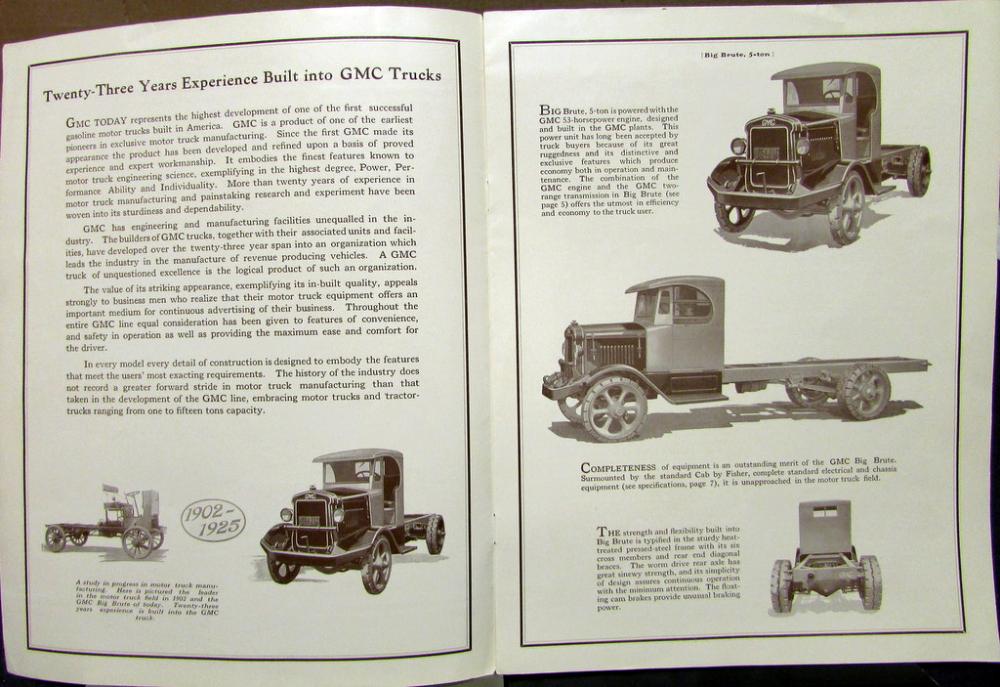 1925 GMC Big Brute 5 Ton Truck Sale Brochure Catalog Model K102A K102B ...