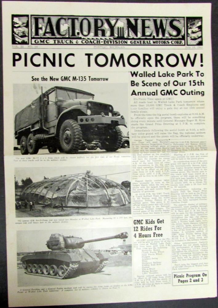 1951 GMC Factory News July 13 Picnic Issue Original Military Display ...