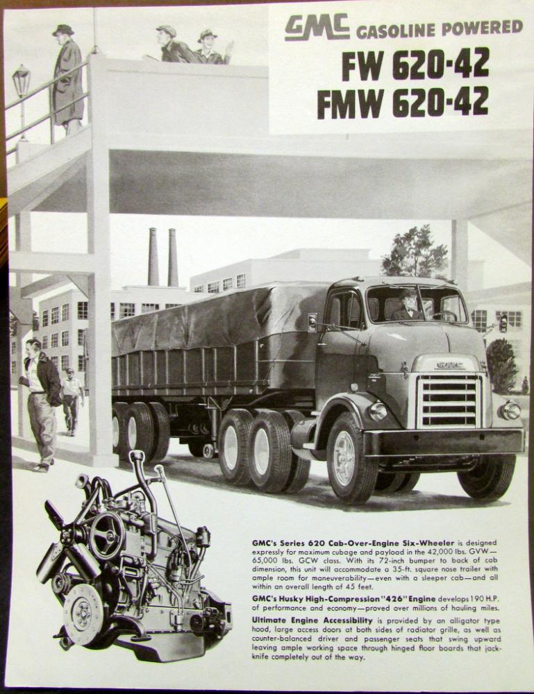 1955 GMC FW 620 42 & FMW 620 42 Gas Truck Sales Brochure Data Sheet ...