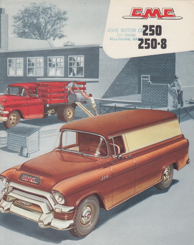1956 GMC 250 & 250 8 Pickup Platform Panel Truck Sales Brochure Folder ...