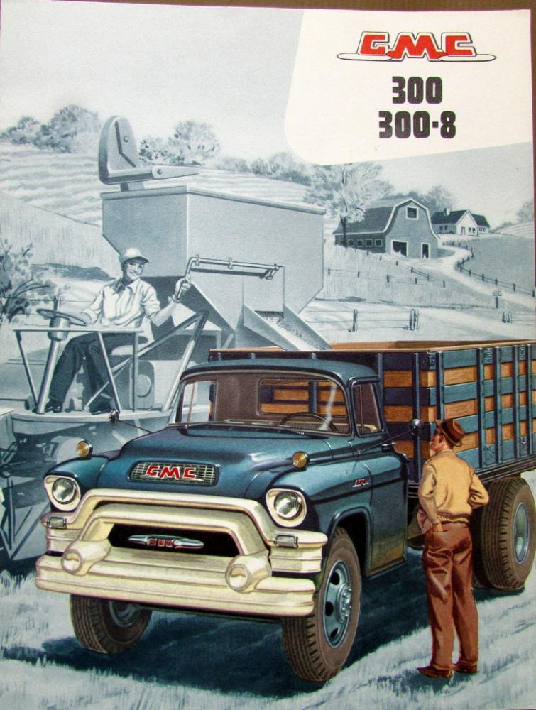 1956 GMC Platform Stake Truck 300 & 300 8 Series Sales Brochure Folder