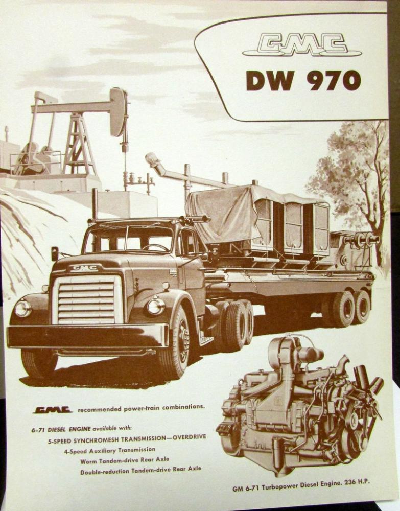 1957 GMC Truck DW 970 Series Original Data Sheet Sales Brochure